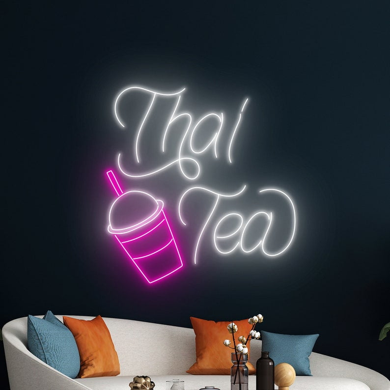 Handmadetneonsign Thai Tea Neon Sign, Thai Tea Neon Light, Milk Tea Led ...