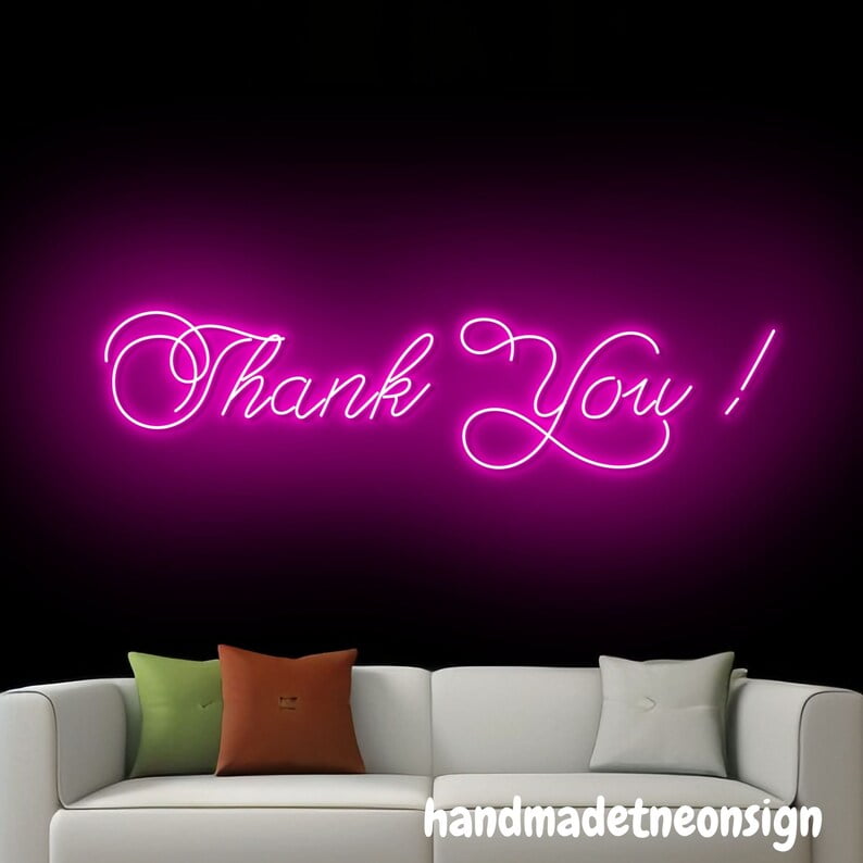 Handmadetneonsign Thank You Neon Sign, Custom Quote Text Wal Art, Store ...