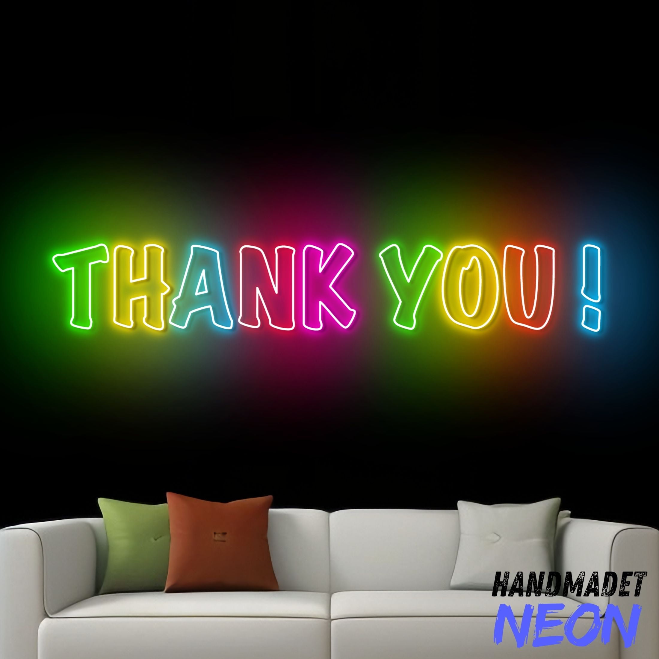 Handmadetneonsign Thank You Neon Sign, Custom Quote Text Wall Art ...