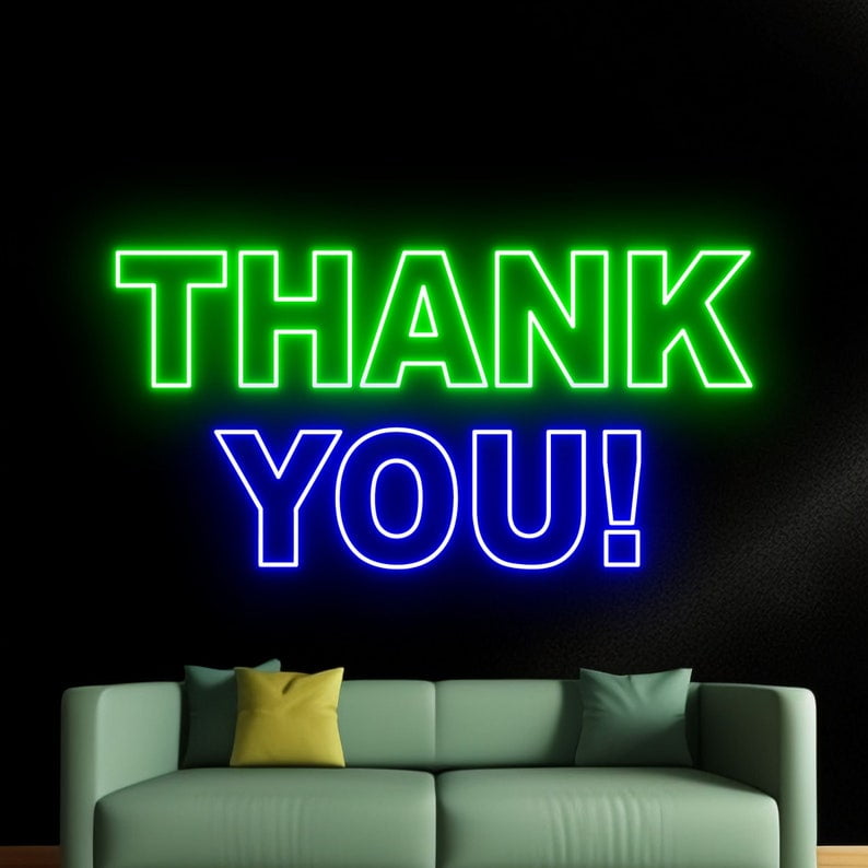 Handmadetneonsign Thank You Neon Sign, Thanks Led Neon Wall Art Decor ...