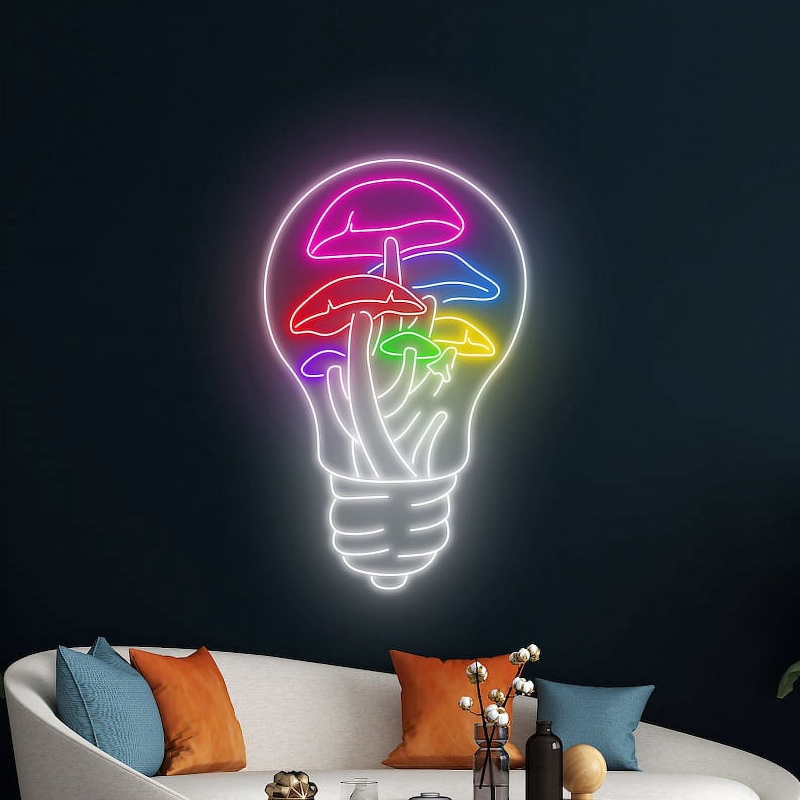 Handmadetneonsign The Lightbulb Mushroom Neon Sign, Bulb Mushroom Neon ...
