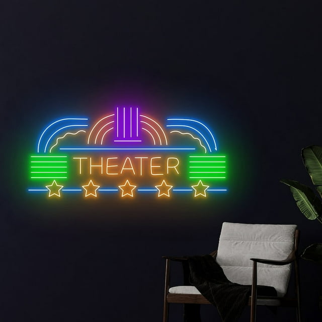 Handmadetneonsign Theater Neon Sign, Cinema Movie Wall Art Decor, Movie ...