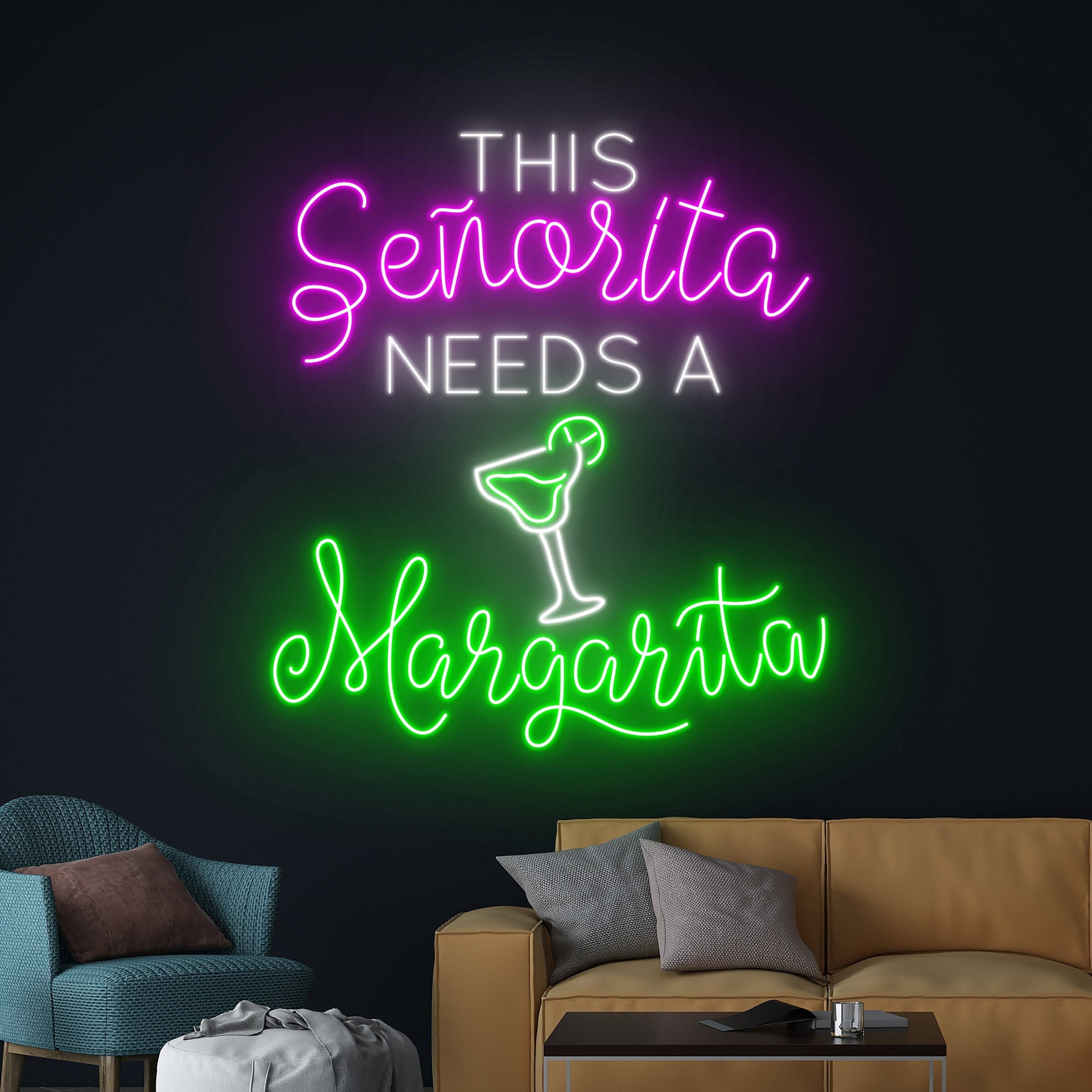 Handmadetneonsign This Senorita Needs A Margarita Neon Sign, Margarita ...
