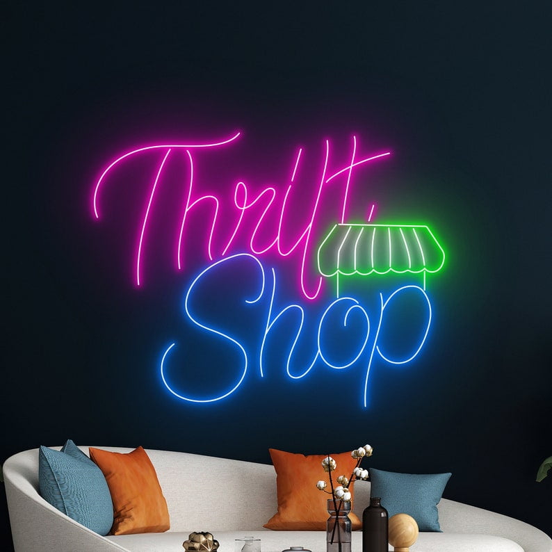 Handmadetneonsign Thrift Shop Neon Sign, Thrift Shop Wall Art Decor ...