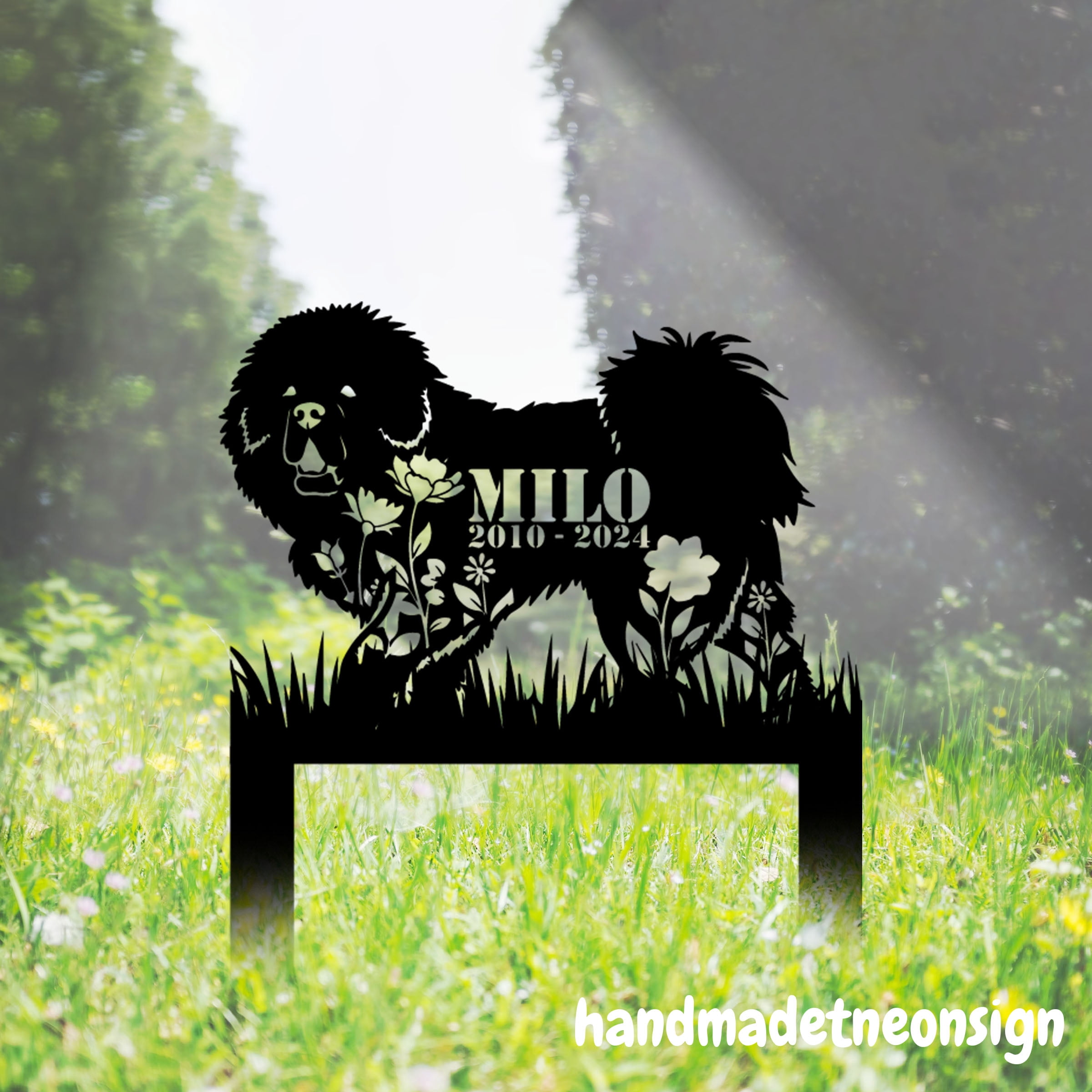 Handmadetneonsign Tibetan Mastiff Dog Memorial Stake, Dog Metal Stakes ...