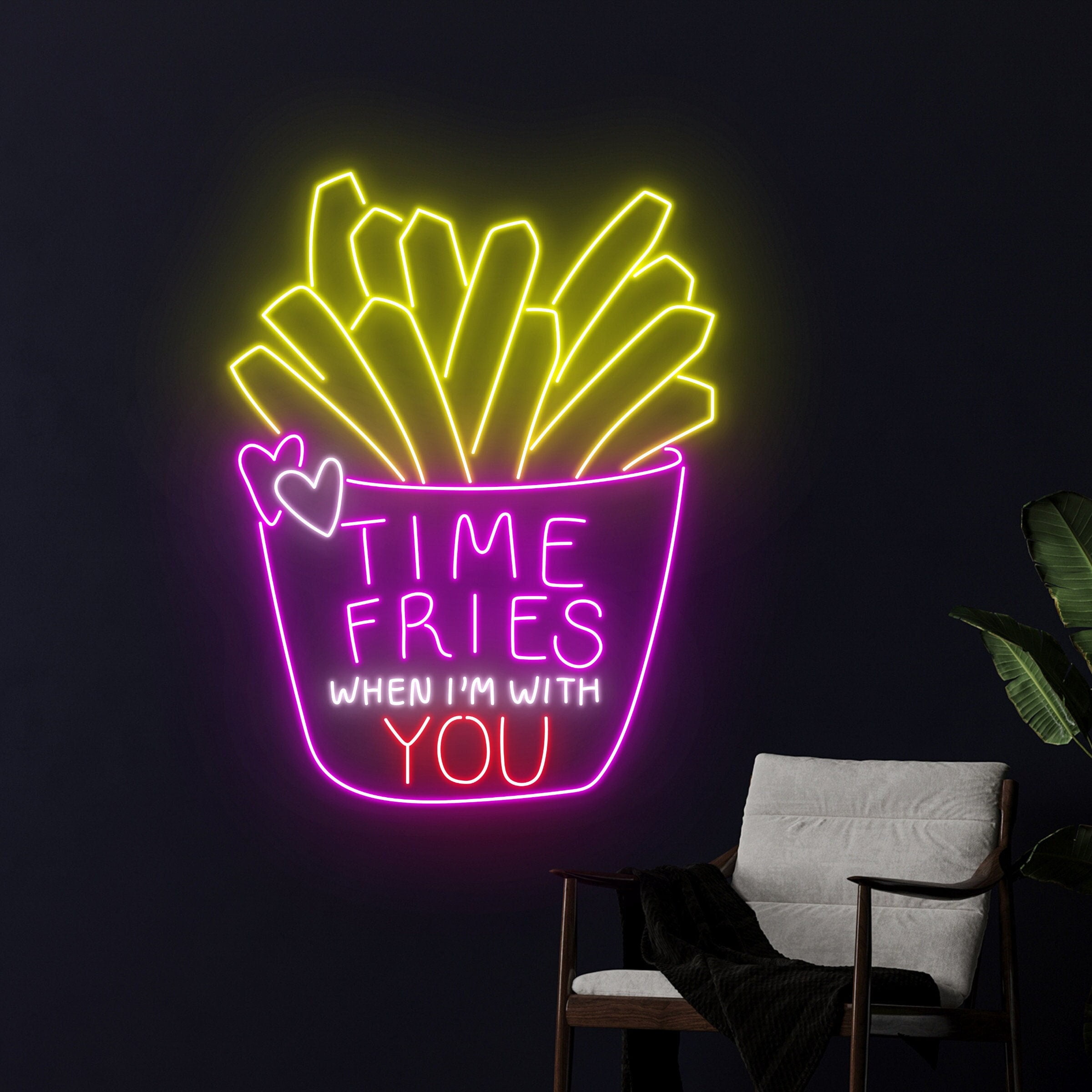 Handmadetneonsign Time Fries When I'm With You Neon Sign, French Fries ...