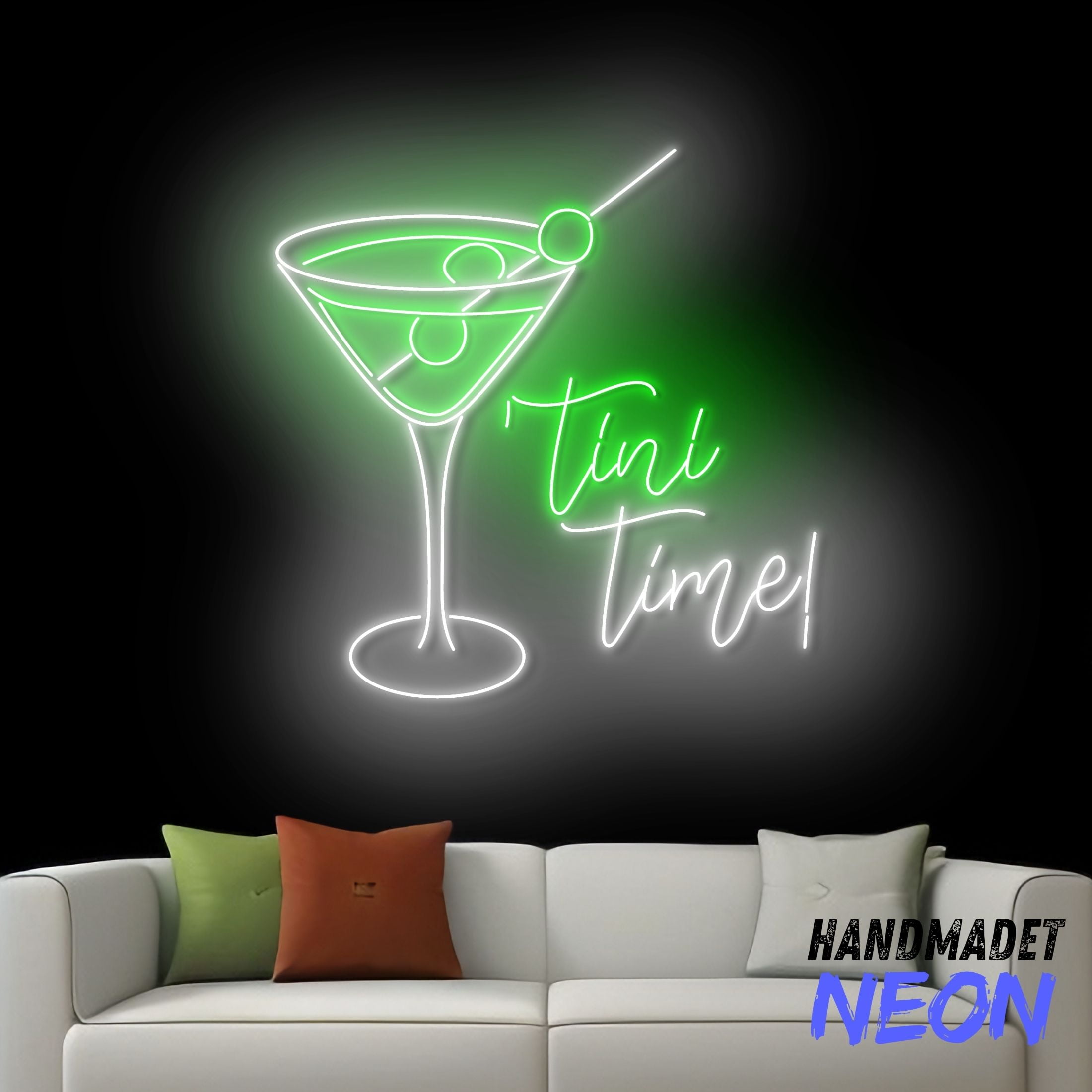 Handmadetneonsign Tini Time Neon Sign, Martini Led Sign, Martini Cocktail Wall Art, Martini Bar ...