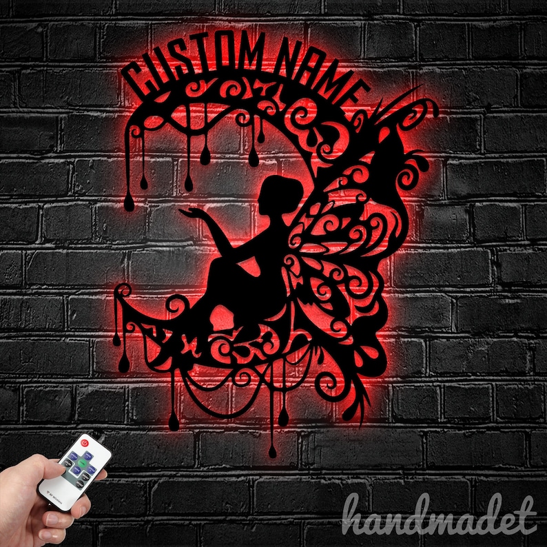 Handmadetneonsign Tinkerbell Moon Metal LED Sign, Fairy Tinkerbell ...