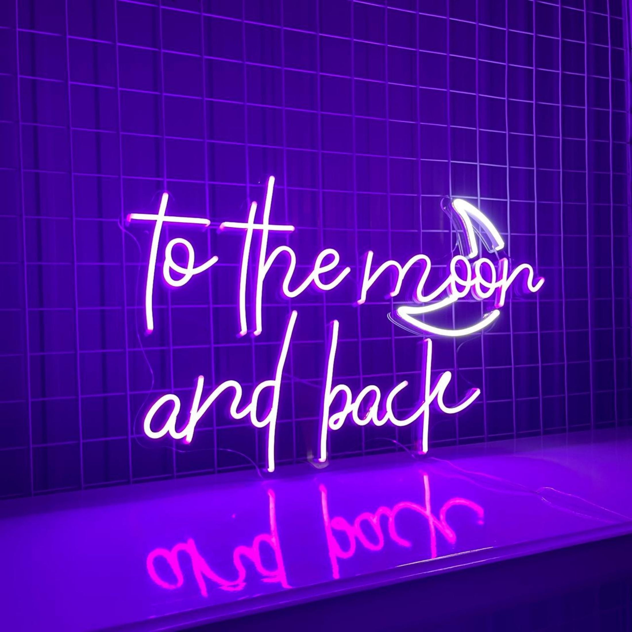 Handmadetneonsign To The Moon And Back Neon Sign, Space Wall Art Decor ...