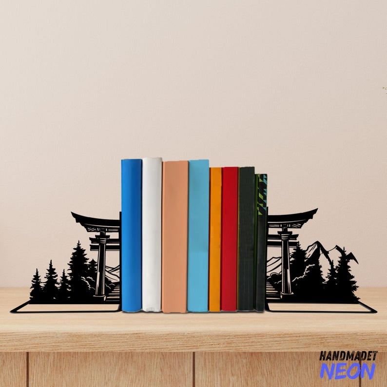 Handmadetneonsign Torii Gate Metal Bookends, Torii Gate Name Bookend ...