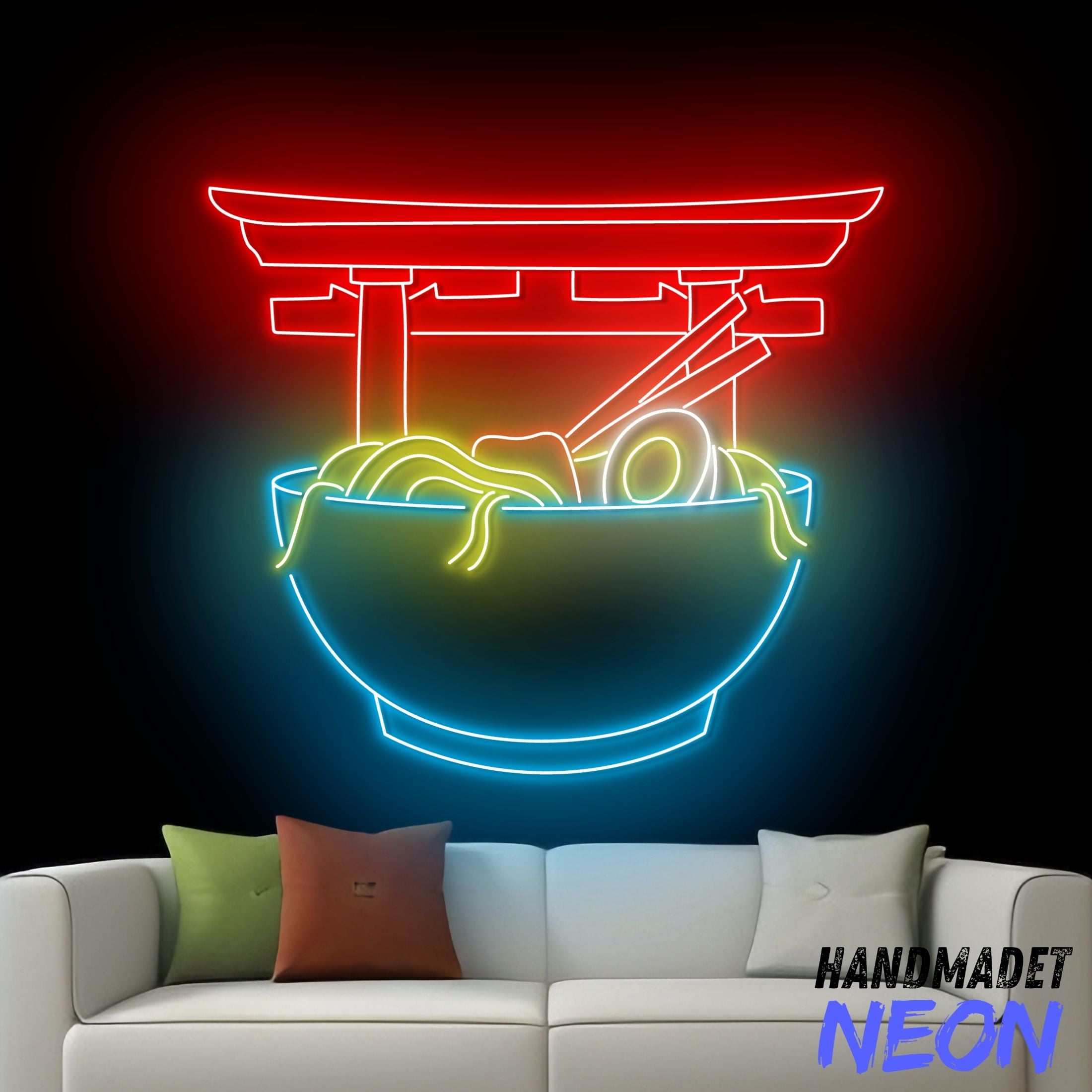 Handmadetneonsign Torii Ramen Neon Sign, Ramen Bowl Wal Art, Japanese ...