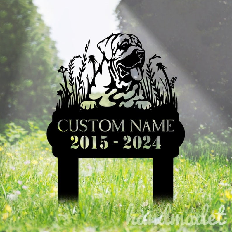 Handmadetneonsign Tosa Dog Memorial Metal With Stake, Dog Stake Metal Name Sign Stake, Garden ...