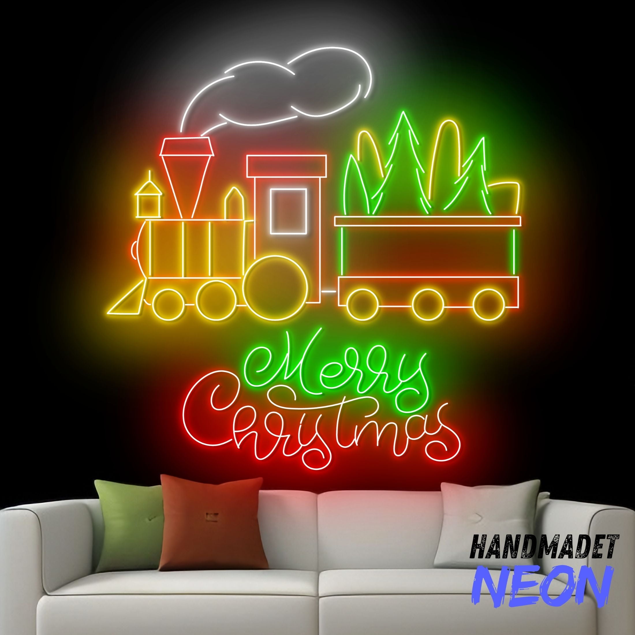 Handmadetneonsign Train Christmas Neon Sign, Christmas Train Led Sign ...