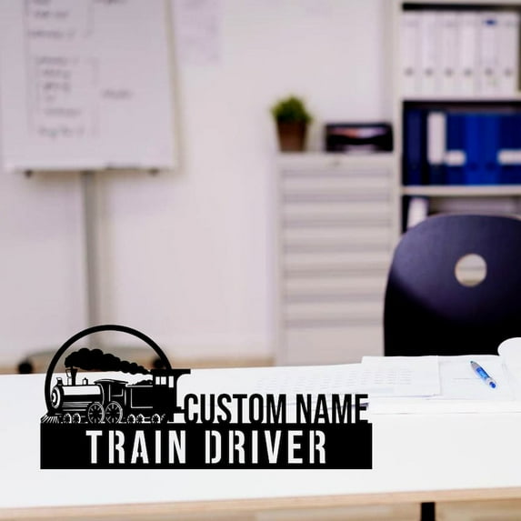 Handmadetneonsign Train Driver Metal Nameplate, Train Driver Desk Name ...