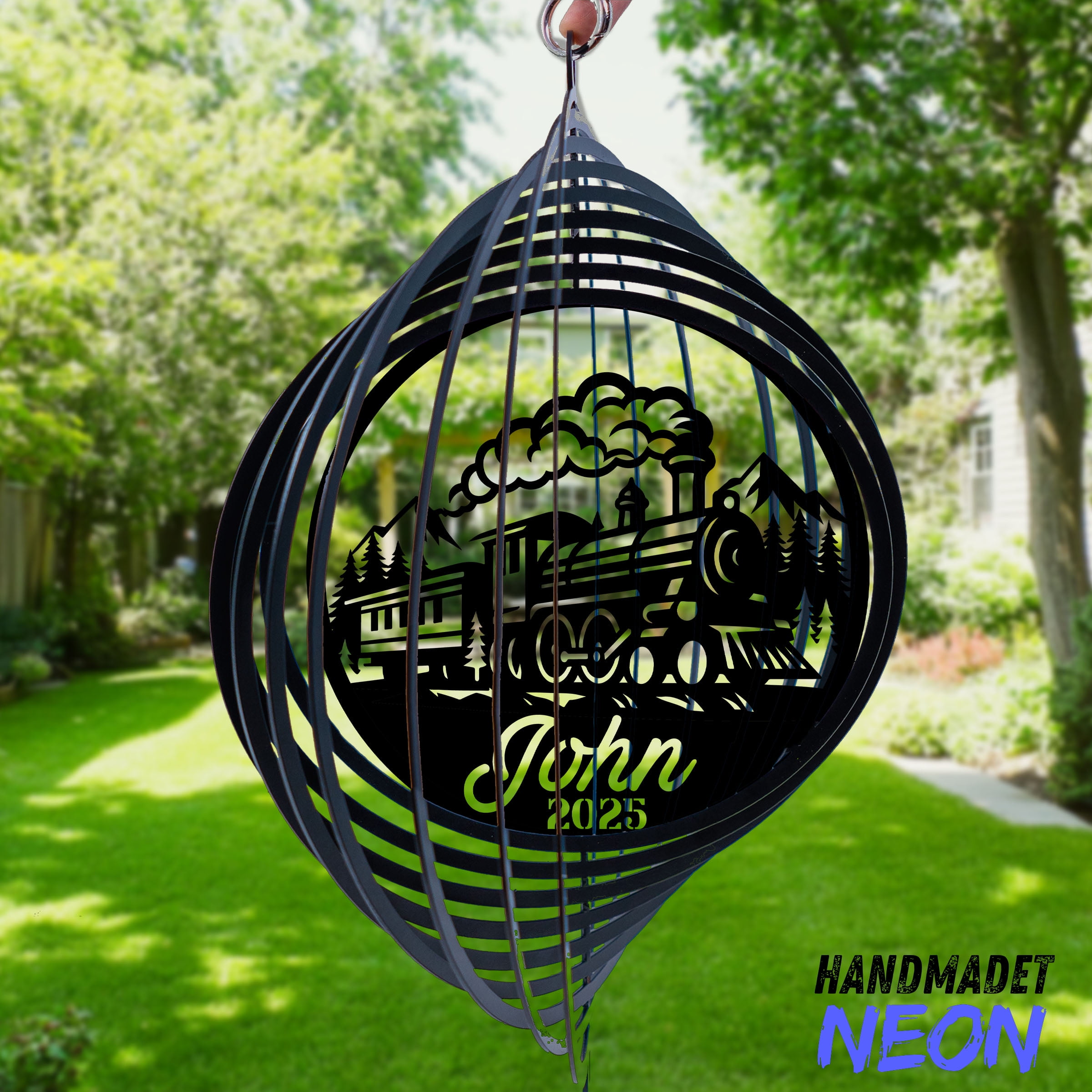 Handmadetneonsign Train Metal Wind Spinner , Custom Train Wind Spinner ...