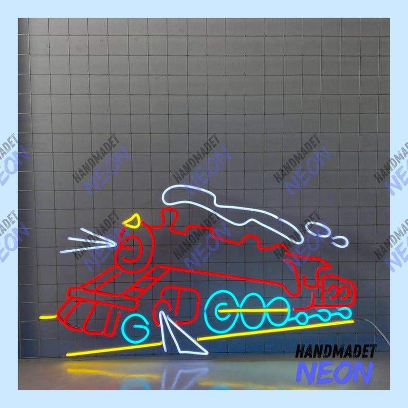 Handmadetneonsign Train Neon Sign, Steam Train Led Light, Train Wall ...