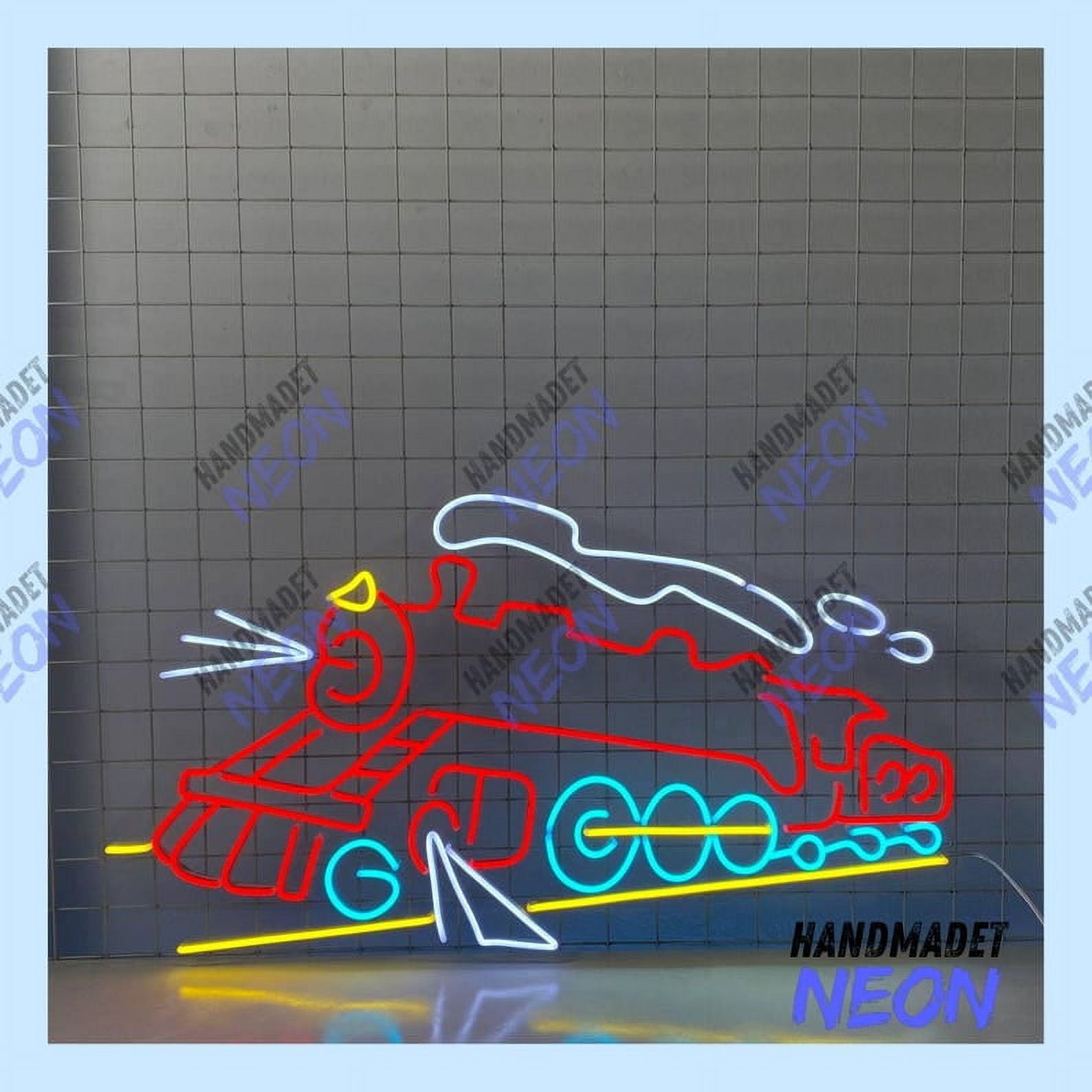 Handmadetneonsign Train Neon Sign, Steam Train Led Light, Train Wall ...