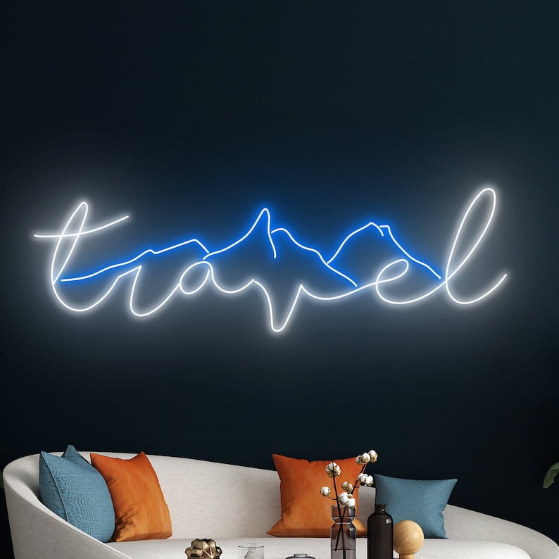 Handmadetneonsign Travel Mountain Led Sign, Mountain Neon Sign ...