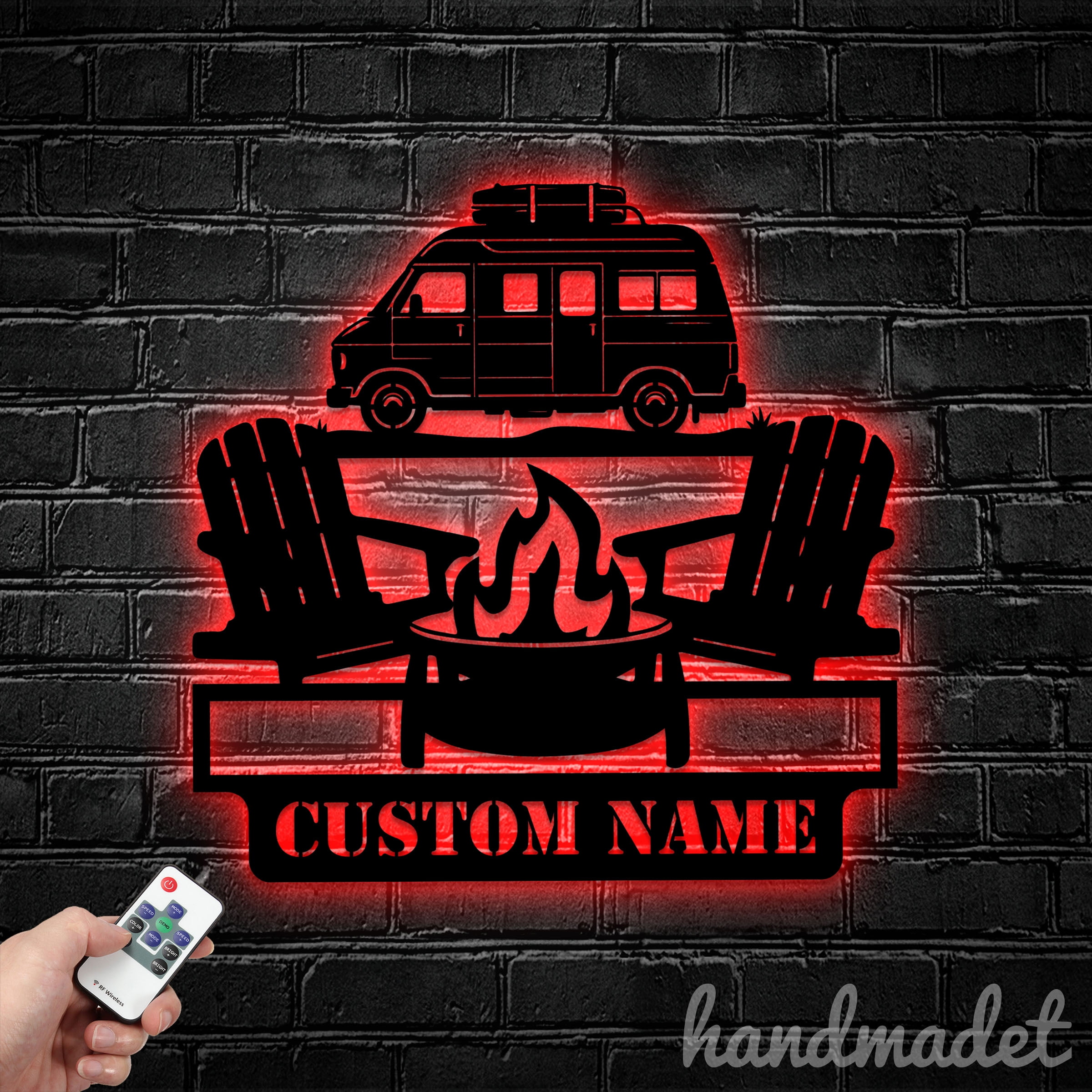 Handmadetneonsign Travel Trailer Campfire Metal Wall Art Light, Camping ...