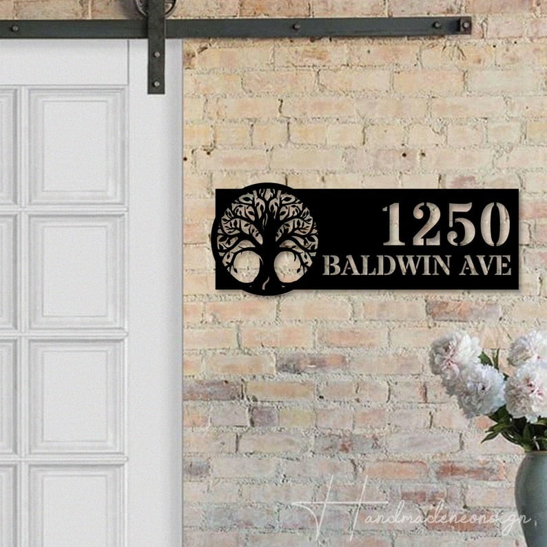 Handmadetneonsign Tree Of Life House Number Metal Wall Art LED Light ...