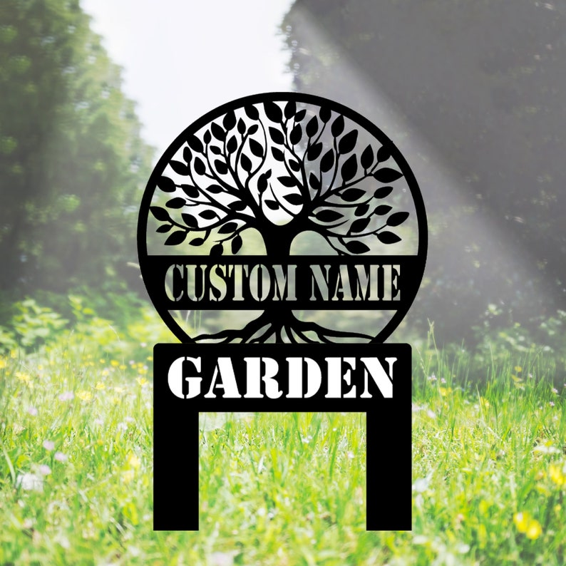 Handmadetneonsign Tree Of Life Memorial Metal With Stake, Nature Stake ...