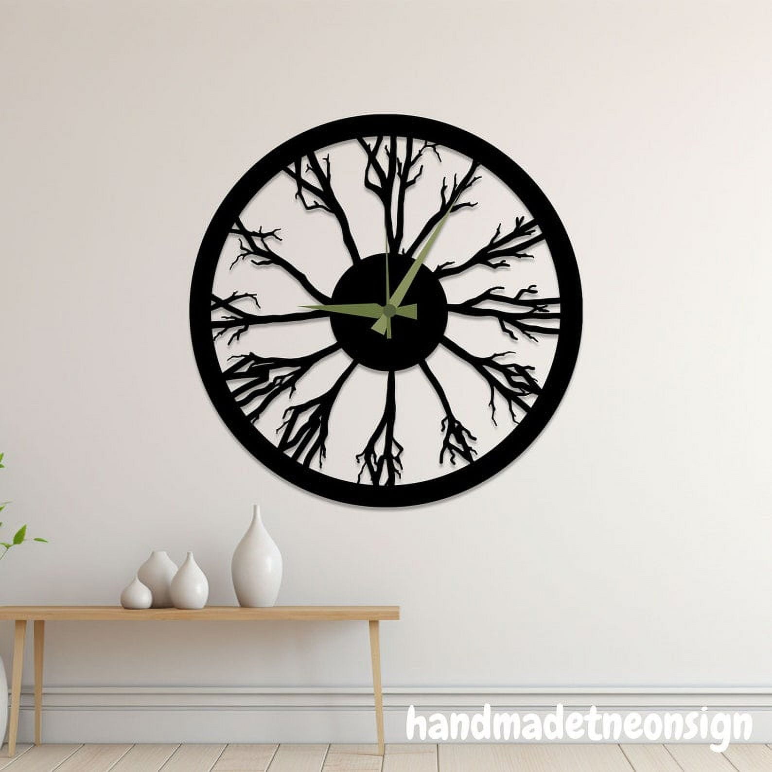 Handmadetneonsign Tree Of Life Wall Clock Unique, Tree Oversize Wall ...