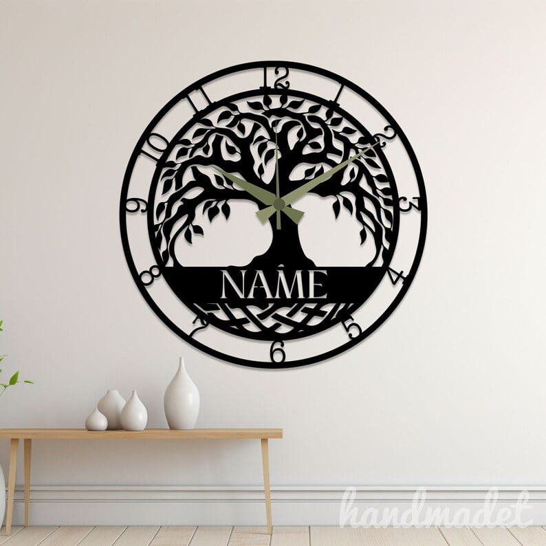 Handmadetneonsign Tree Of Life Wall Clock Unique, Year Date Round Wall ...