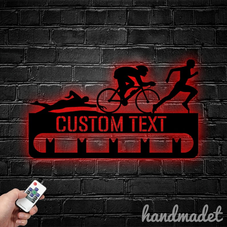 Handmadetneonsign Triathlon Metal Wall Art, Triathlon Metal Sign Wall ...