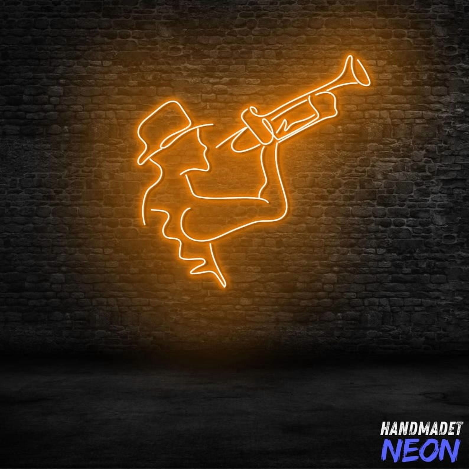 Handmadetneonsign Trumpet Player Neon Sign, LED Jazz Music Wall Light ...