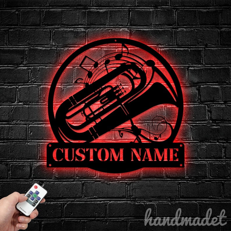 Handmadetneonsign Tuba Metal Wall Art Light, Tuba Metal Sign Wall Decor ...