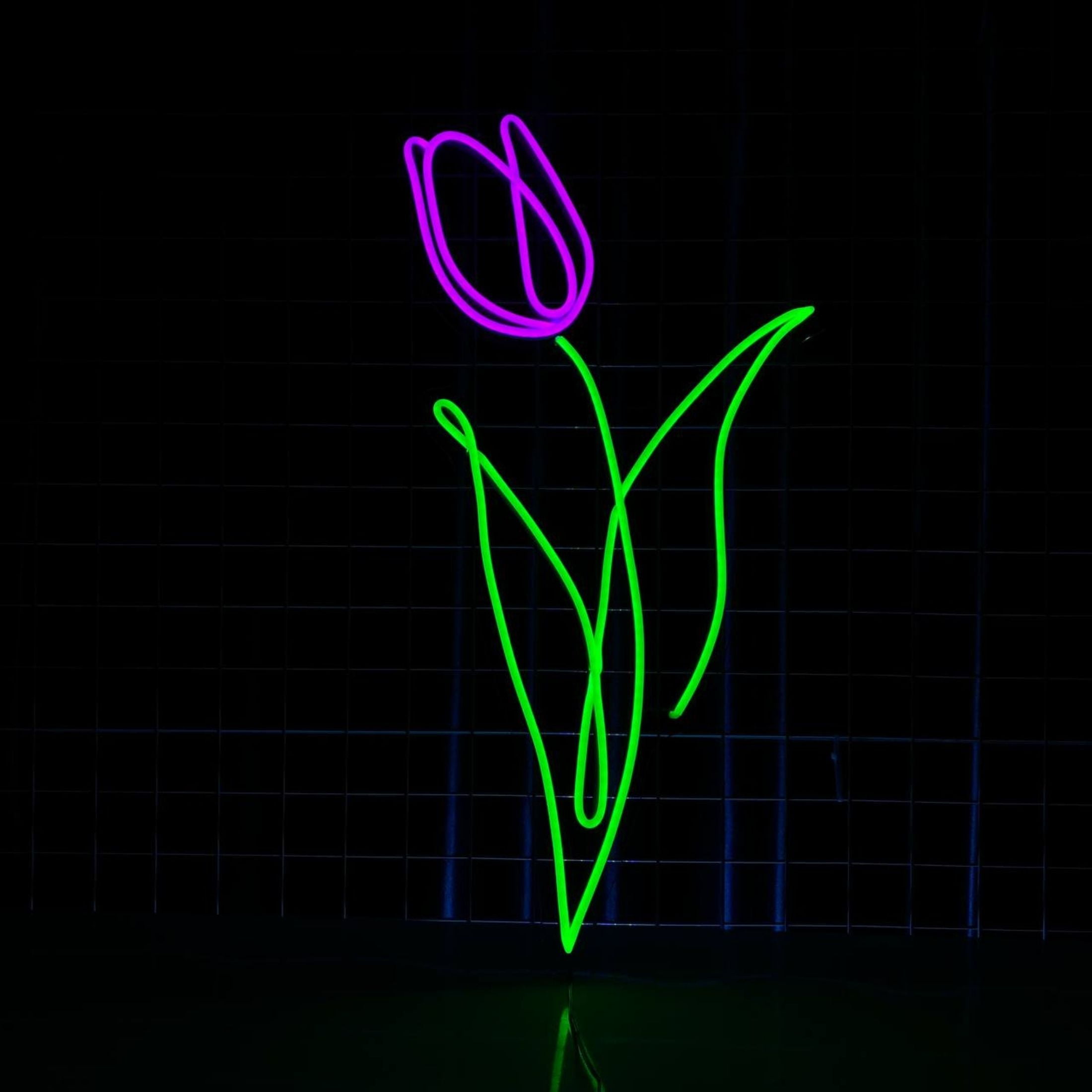 Handmadetneonsign Tulip Flower Neon Sign, Tulip Flower Wall Art Decor ...
