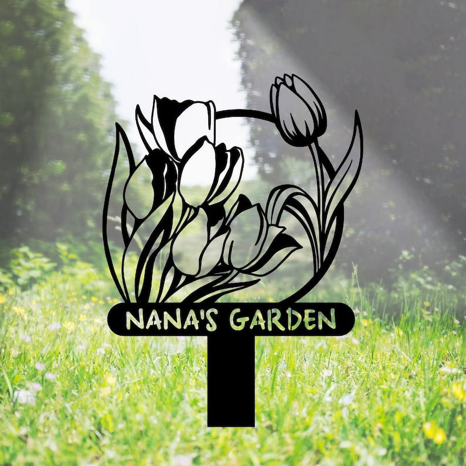 Handmadetneonsign Tulip Flowers Memorial Metal With Stake, Flowers ...
