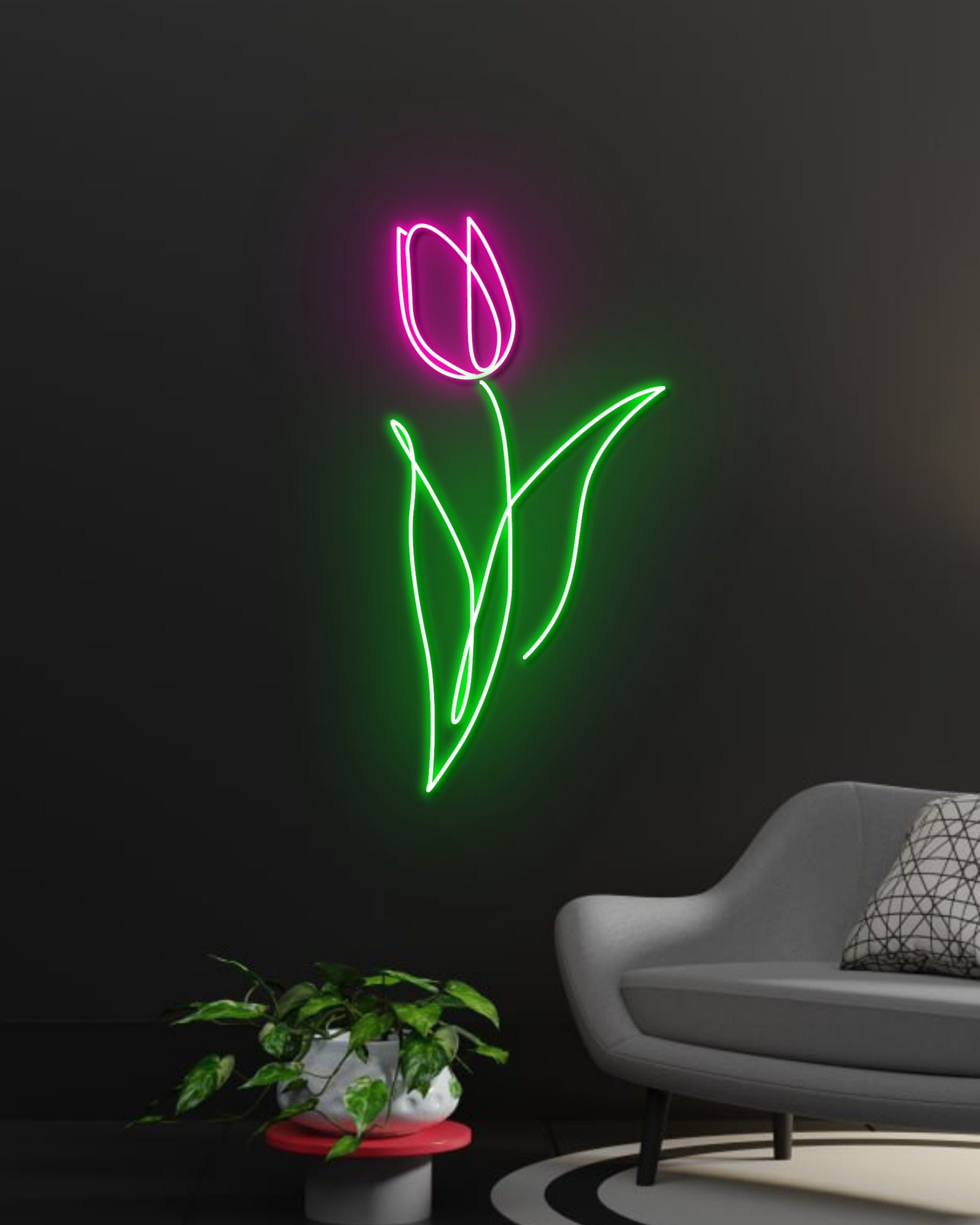 Handmadetneonsign Tulip Neon Sign, Custom Home Bar Salon Kid's Bedroom ...