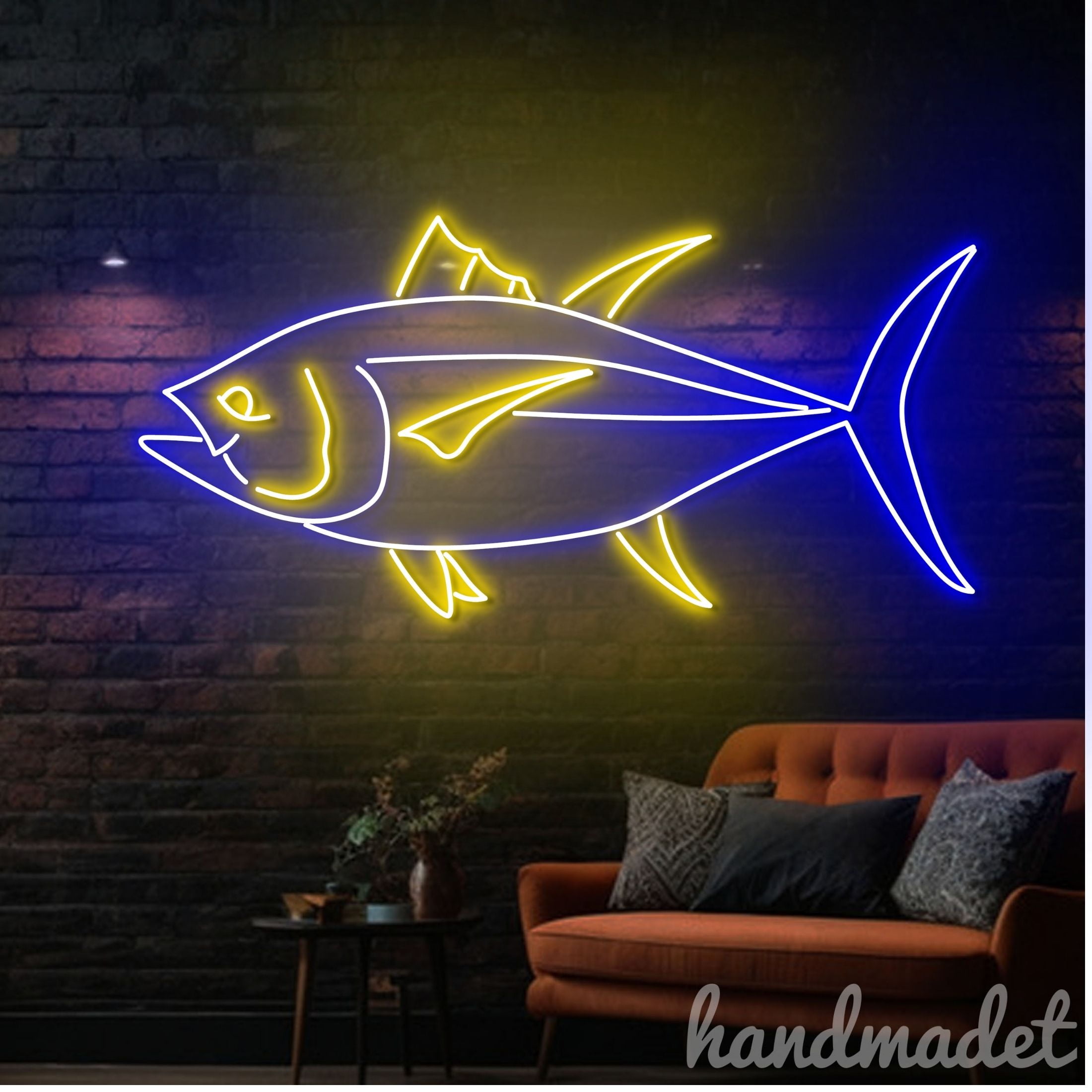 Handmadetneonsign Tuna Fish Neon Sign, Fishing Wall Art Decor, Home Bar ...