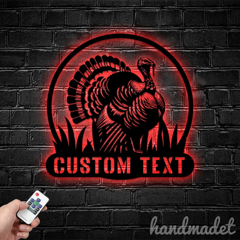 Handmadetneonsign Turkey Metal Wall Art Light, Turkey Metal Sign Wall ...
