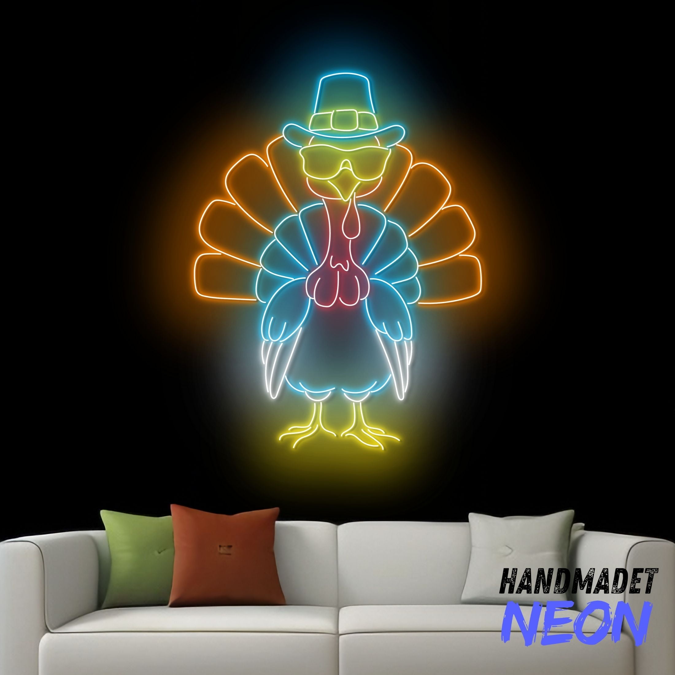 Handmadetneonsign Turkey Neon Sign, Turkey Thanksgiving Led Sign, Happy ...
