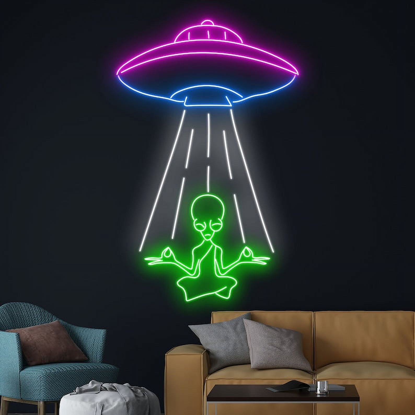 Handmadetneonsign UFO Abduction Alien Neon Sign, UFO Alien Led Sign ...
