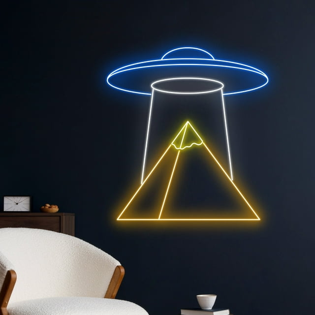 Handmadetneonsign UFO Abduction Pyramid Led Sign, UFO Egypt Pyramid ...