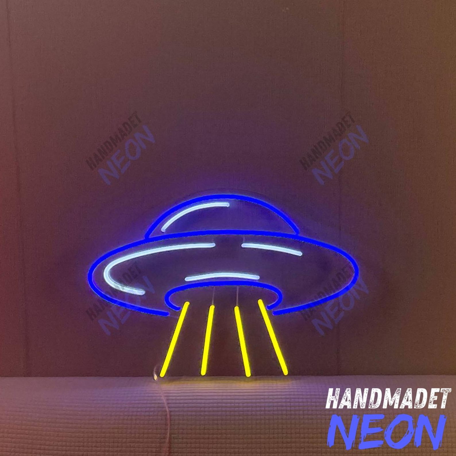 Handmadetneonsign UFO Spaceship Neon Sign, Alien Spaceship LED Wall Art ...