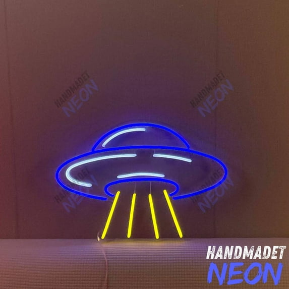 Handmadetneonsign UFO Spaceship Neon Sign, Alien Spaceship LED Wall Art ...