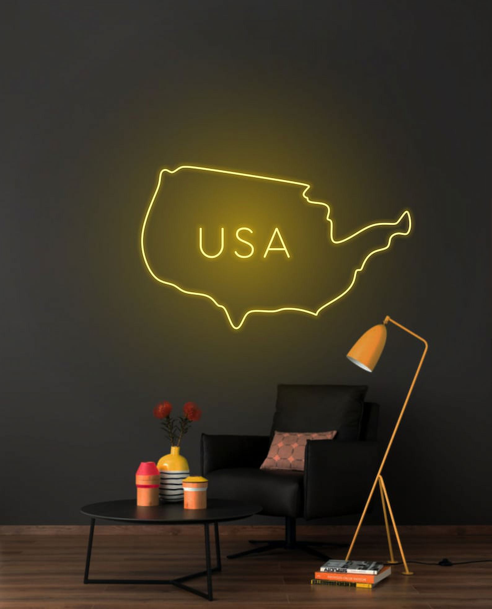 Handmadetneonsign USA Map Neon Led Sign, Personalized USA Name Sign For ...