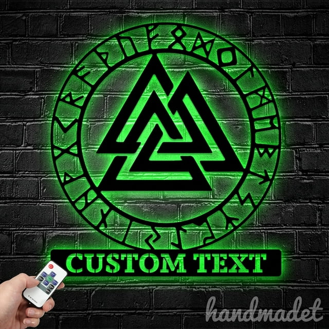 Handmadetneonsign Valknut Metal Wall Art, Valknut Symbol Metal Wall ...