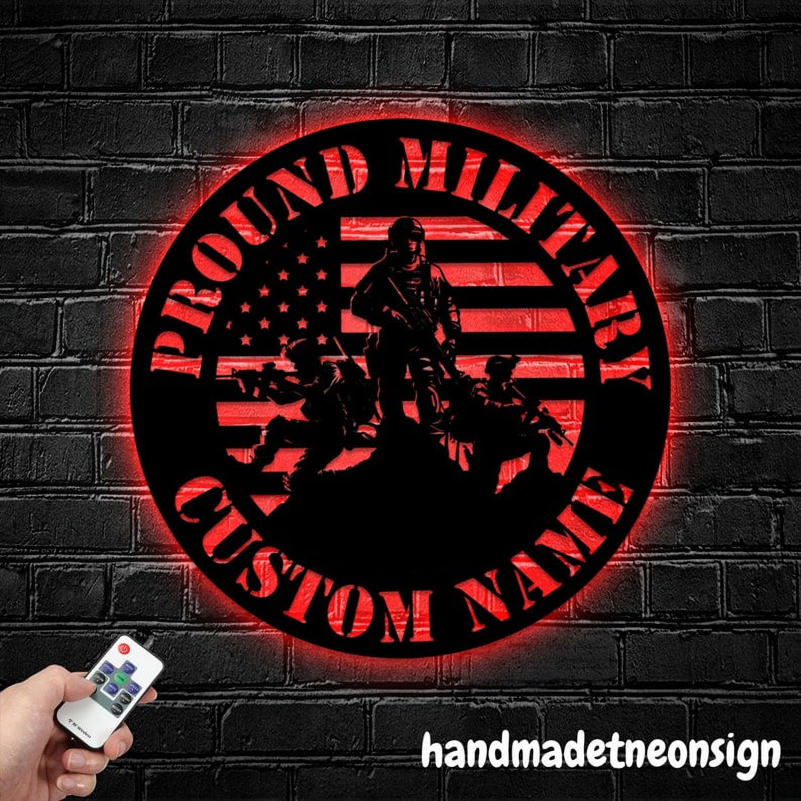 Handmadetneonsign Veteran Metal Sign, Soldier Metal Light, USA Flag ...