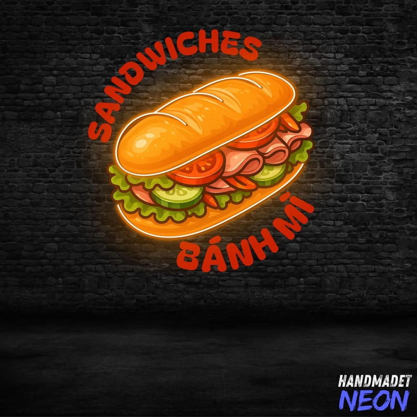 Handmadetneonsign Vietnamese Banh Mi Neon Sign, Banh Mi Food Neon Light ...