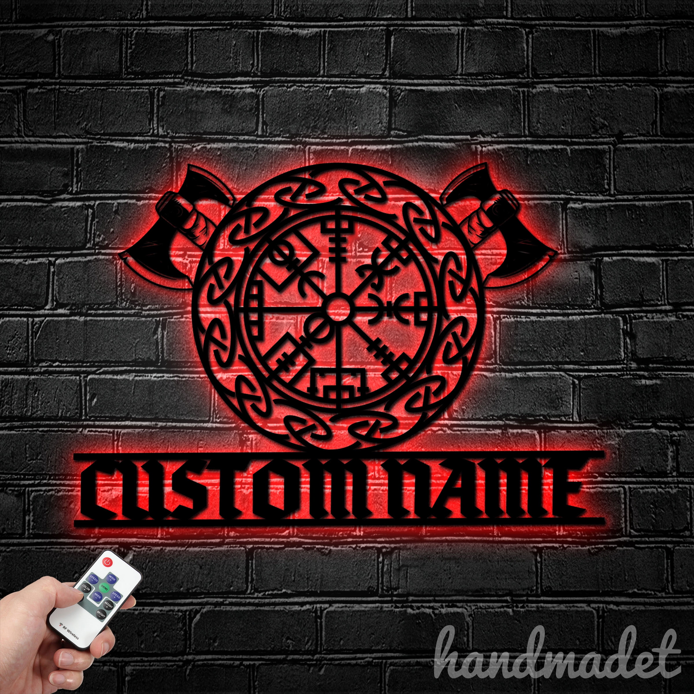 Handmadetneonsign Viking Compass Metal Wall Art Light, Compass Metal ...