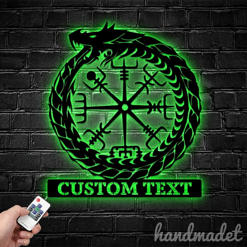 Handmadetneonsign Viking Compass Name Metal Wall LED Light, Viking ...