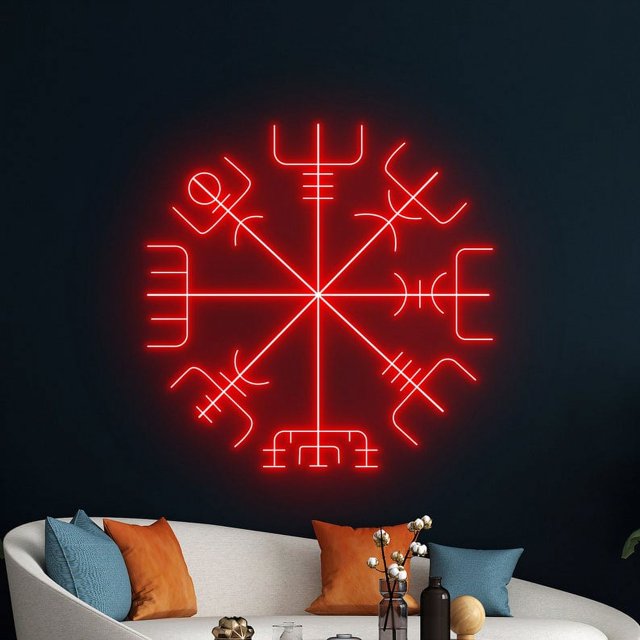 Handmadetneonsign Viking Compass Neon Light, Viking Compass Led Sign ...