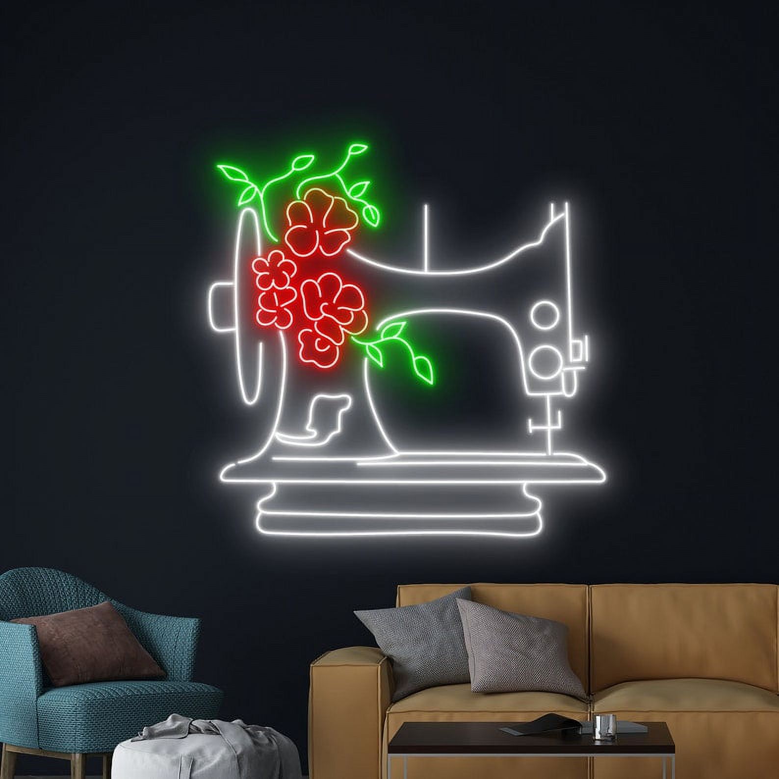 Handmadetneonsign Vintage Sewing Machine Neon Sign, Tailor Clothes Wall ...