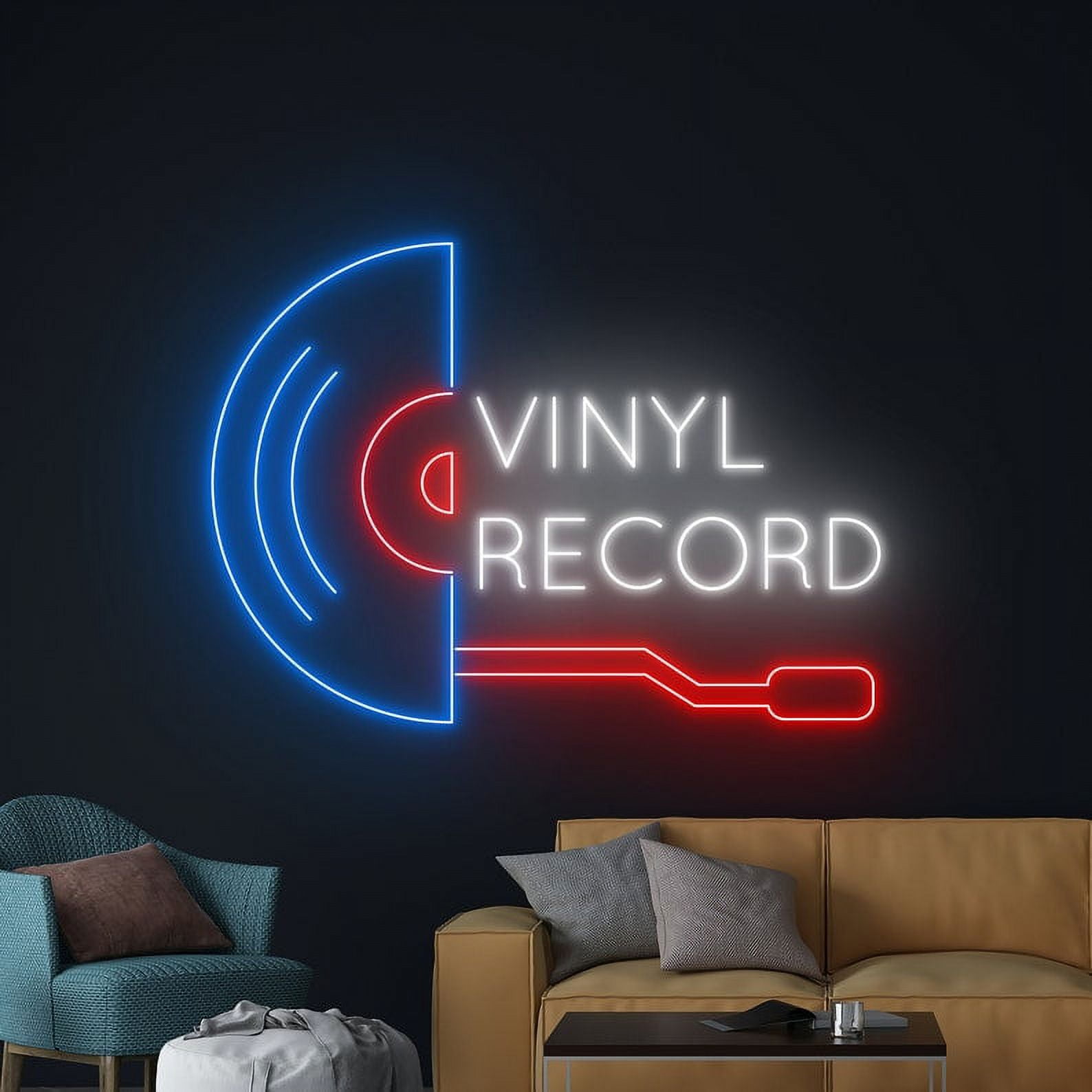 Handmadetneonsign Vinyl Record Neon Sign, Record Disc Wall Art Decor ...
