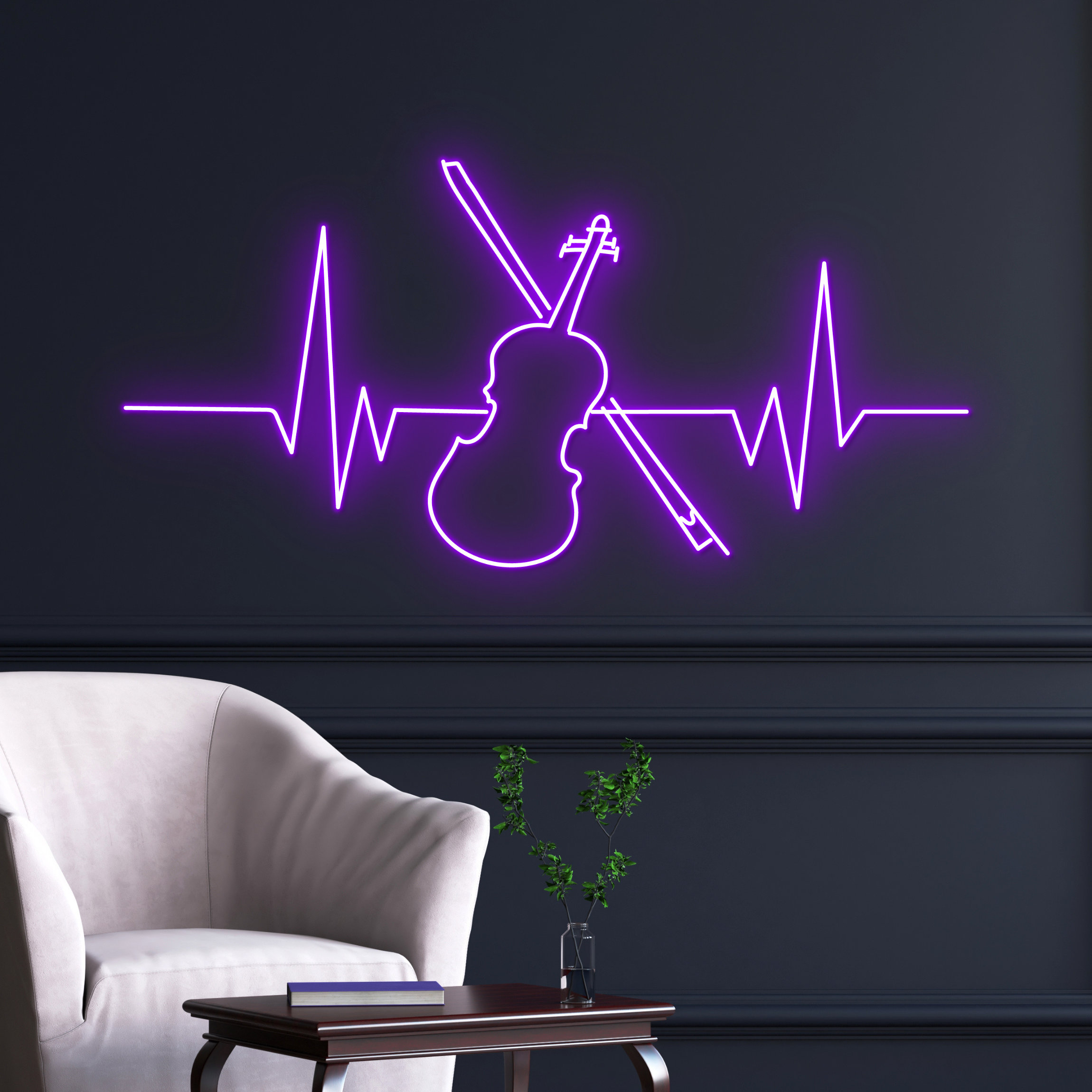 Handmadetneonsign Violin Heartbeat Neon Sign - Music Studio Decor ...